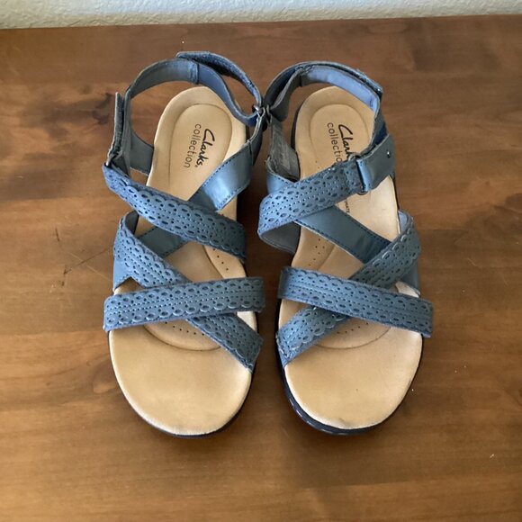 Clarks | Shoes | Clarks Womens Laurieann Rena Flat Eyelet Design Blue ...